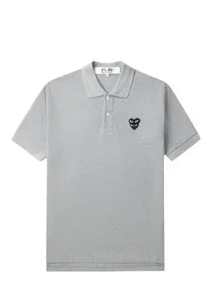 Play Comme Des Garcon Stacked Heart Polo Shirt - Grey