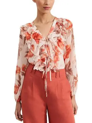 PHASE EIGHT Ivana Printed Blouse - Orange