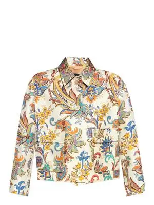 Etro Floral-print Cropped Jacket - White