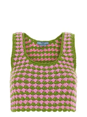 Prada Two-tone Crochet Crop Top - Multicoloured
