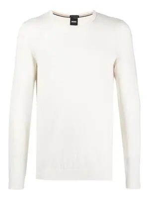 BOSS Slim-Fit Crew-Neck Sweater White