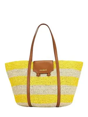 Marni Medium Tote Bag - Natural & Dark Lemon