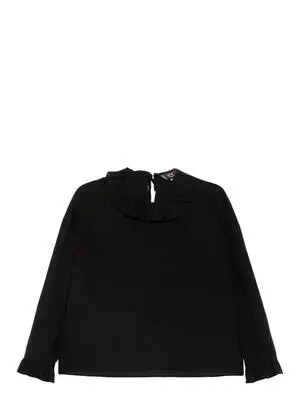 TO B. BY AGNÈS B. Ruffle Neckline Blouse - Black