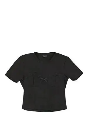 Callipygian Lace-Trim Bustier T-Shirt Black