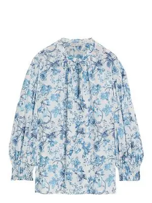 Alice + Olivia Julius Floral-print Blouse - Light Blue