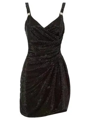 Philipp Plein Crystal-embellished Gathered Minidress - Black