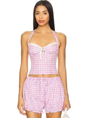 Majorelle Kailey Top - Purple & White Gingham