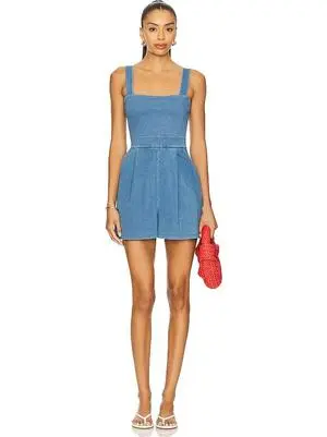 Susana Monaco Stretch Denim Apron Romper - Light Denim