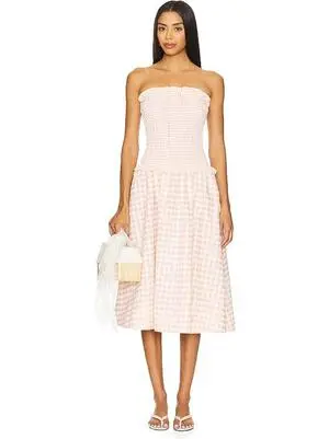 For Love & Lemons Petal Gingham Midi Dress - Peach