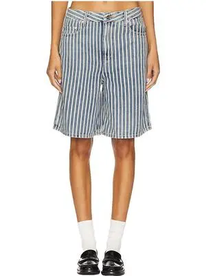 GANNI Light Stripe Denim Shorts - Soft Chambray