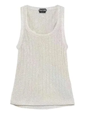 TOM FORD Lurex Ribbed Tank Top - Silver