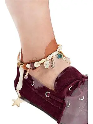 Free People Free People Kira Anklet With Mixed Charms Neutral Pattern