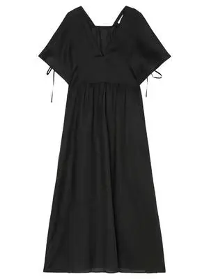 Marc O'polo Tie-detail Short-sleeves Midi Dress - Black