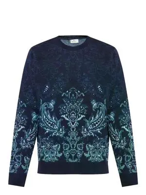 Etro Floral-jacquard Sweater - Blue
