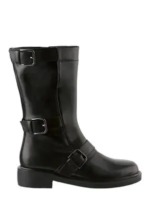 HOGL Billie Buckle-embellished Leather Biker Boots - Black