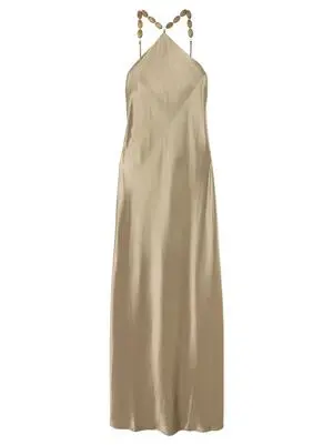 Staud Cadence Embellished Satin Maxi Dress - Gold