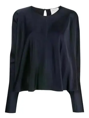 FORTE_FORTE Paneled Satin-finish Blouse - Blue