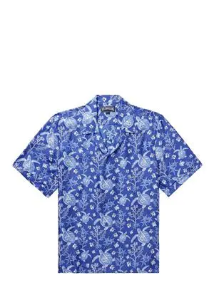 Vilebrequin Charli Camp-collar Printed Silk-twill Shirt - Blue