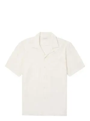 Richard James Camp-collar Cotton-terry Shirt - Neutrals