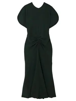 Victoria Beckham Gathered Crepe Midi Dress - Green