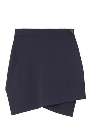 VIVIENNE WESTWOOD Infinity Asymmetric Wool-twill Mini Wrap Skirt - Blue