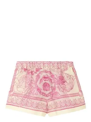 Versace Printed Cotton And Silk-blend Voile Shorts - Pink