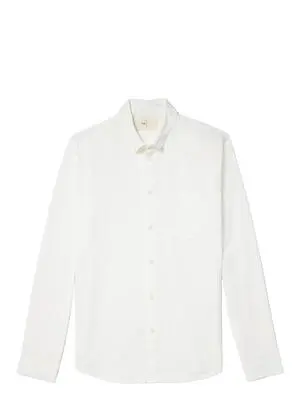 Folk Anniversary Button-down Collar Embroidered Cotton-gauze Shirt - White