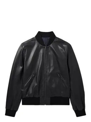 Canali Reversible Leather And Shell Bomber Jacket - Black