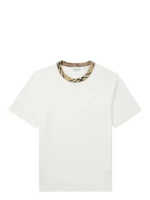 Burberry Checked Cotton-jersey T-shirt - White