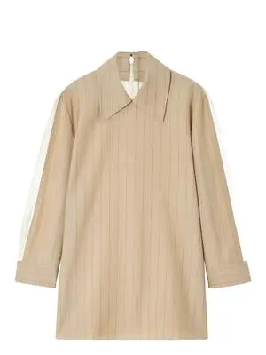JIL SANDER Pinstriped Wool And Mohair-blend Blouse - Neutrals