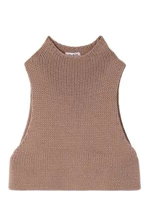 Alaïa Cropped Cotton-blend Turtleneck Tank - Brown