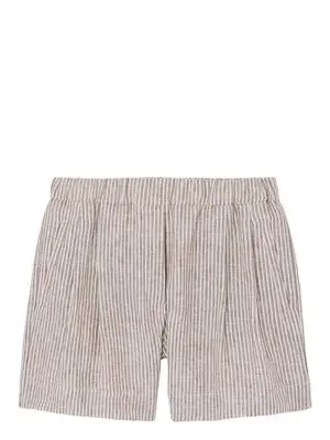 Brunello Cucinelli Striped Linen Relaxed Fit Shorts - Off-white