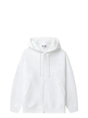 Play Comme Des Garcon Heart Emblem Zip-up Hoodie - White/black