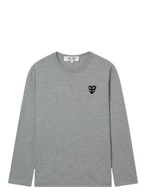 Play Comme Des Garcon Double Eye Black Heart Long Sleeve T-shirt - Grey