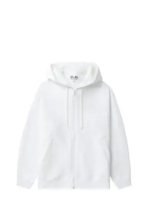 Play Comme Des Garcon Heart Emblem Zip-up Hoodie - White/red