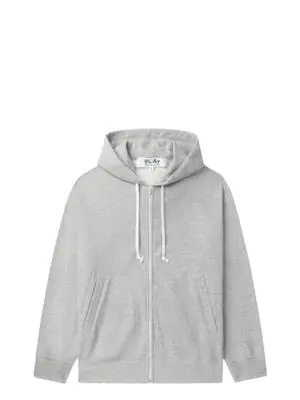 Play Comme Des Garcon Heart Emblem Zip-up Hoodie - Grey/red