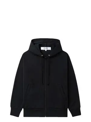 Play Comme Des Garcon Heart Emblem Zip-up Hoodie - Black/red