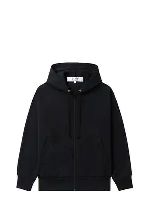 Play Comme Des Garcon Heart Emblem Zip-up Hoodie - Black