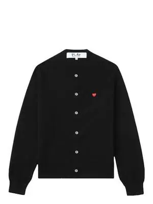 Play Comme Des Garcon Small Emblem Cardigan Sweater - Black