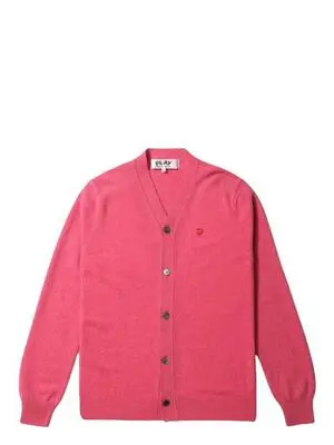 Play Comme Des Garcon Small Heart Patch Cardigan - Pink