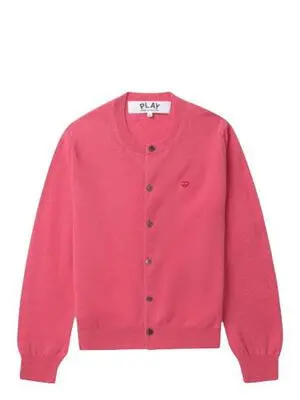 Play Comme Des Garcon Small Heart Emblem Cardigan - Pink