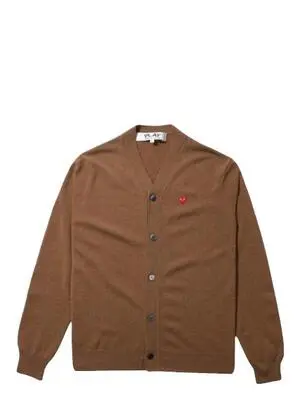Play Comme Des Garcon Small Heart Patch Cardigan - Brown