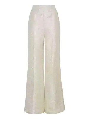 Adam Lippes Bettina Metallic Wide-leg Trousers - Neutrals