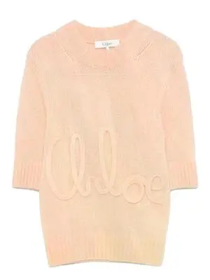 Chloé Embroidered-logo Top - Orange