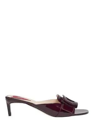 ROGER VIVIER Patent Leather Buckle Mule Sandals - Dark Violet