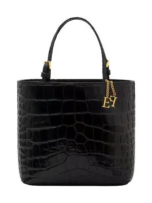 Elisabetta Franchi Croco-embossed Mini Tote - Black
