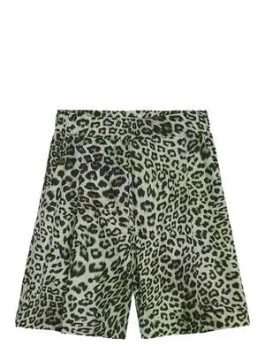A PAPER KID Leopard-print Shorts - Green