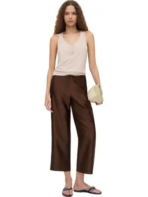 REFORMATION Olina Cropped Pant - Brown
