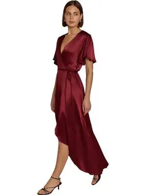 REWRITTEN Florence Waterfall Hem Dress - Chianti