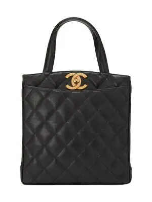 CHANEL Quilted Caviar Turnlock Tote